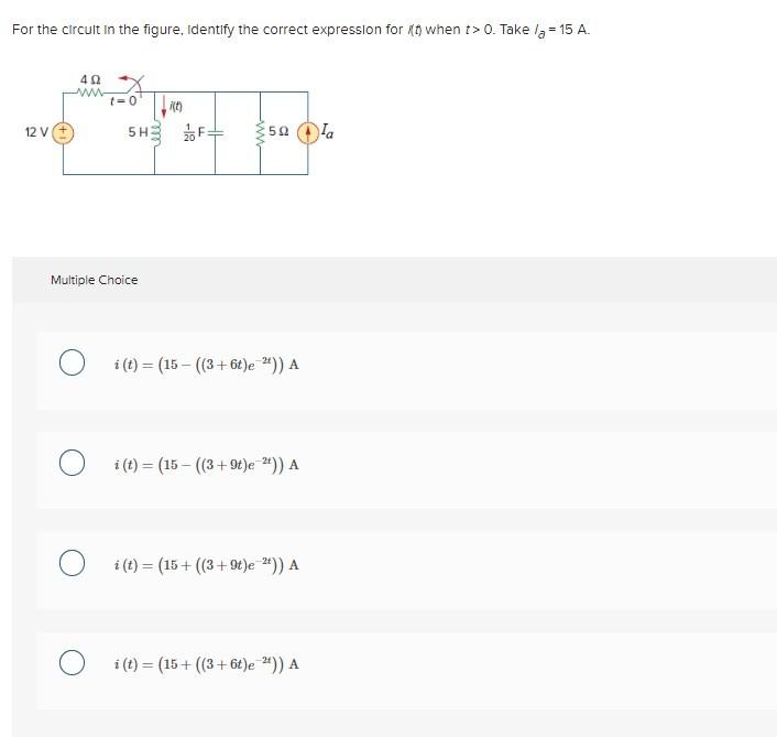 Solved For the circult in the figure, Identify the correct | Chegg.com