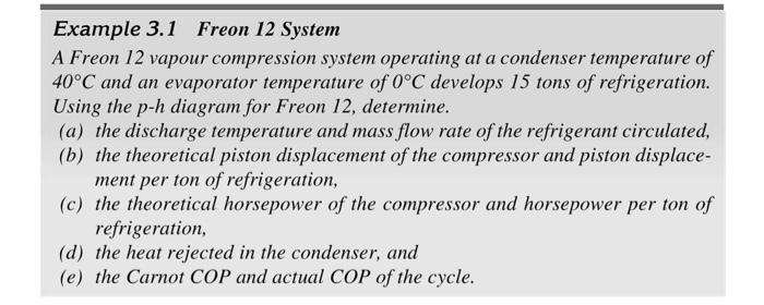 Solved Example 3.1 Freon 12 System A Freon 12 vapour | Chegg.com