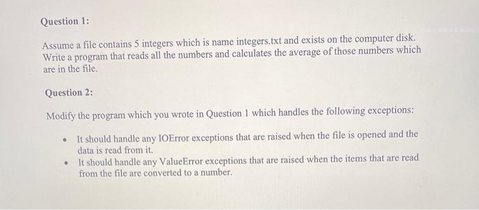 Solved Question 1: Assume a file contains 5 integers which | Chegg.com