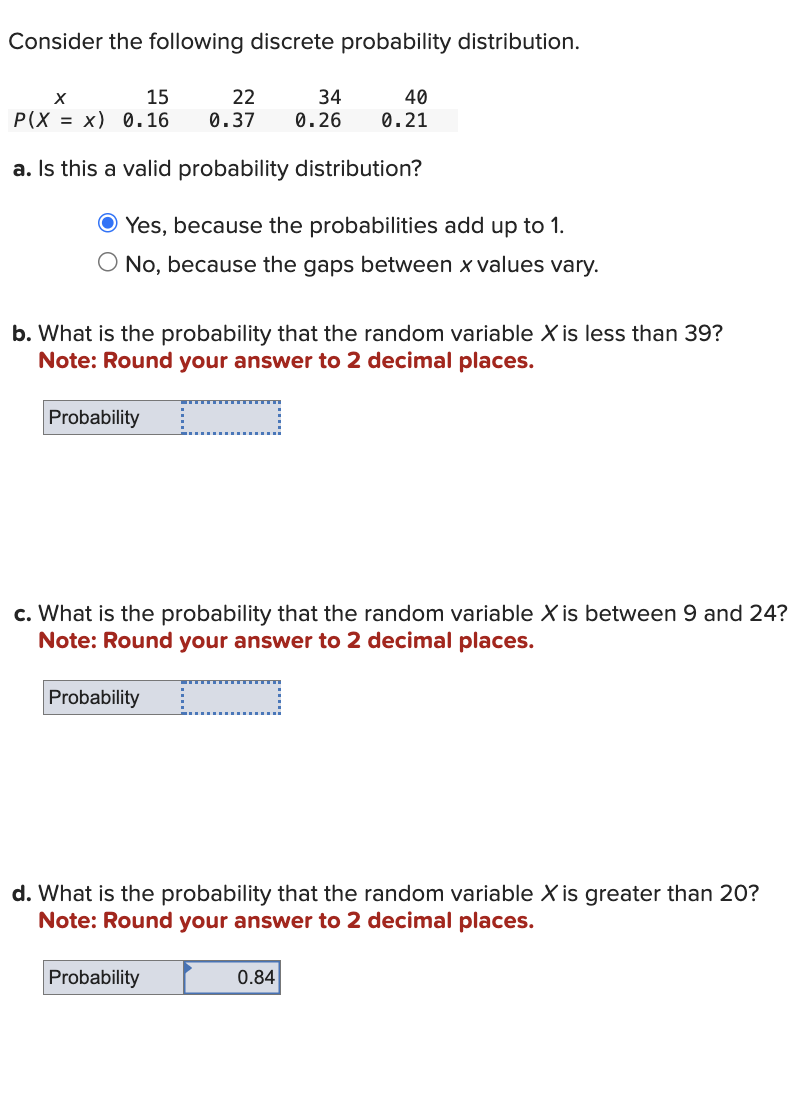 Solved Consider the following discrete probability | Chegg.com