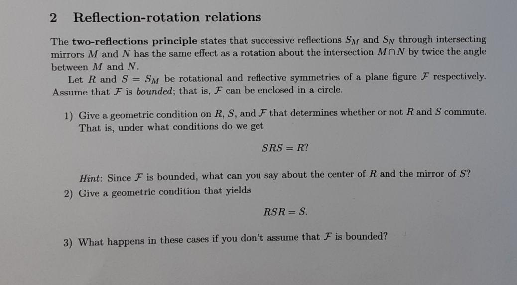 Solved 2 Reflection-rotation relations The two-reflections | Chegg.com