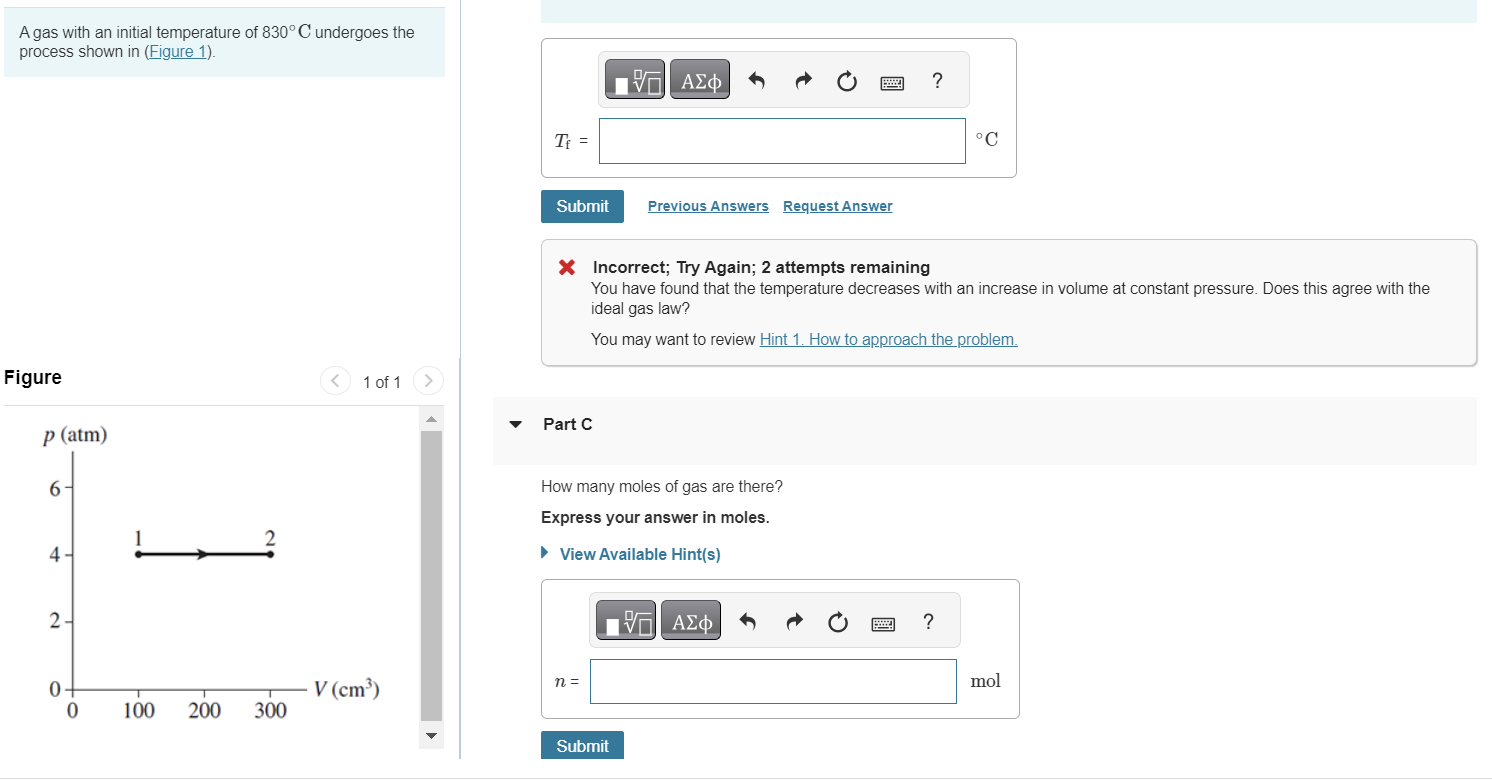 Solved A gas with an initial temperature of 830°C ﻿undergoes | Chegg.com