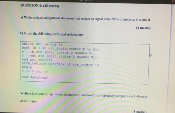 Solved Question 2 25 Marks A Write A Signal Assignment 9381