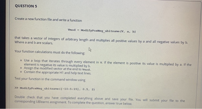 Solved Question 5 Create A New Function File And Write A 