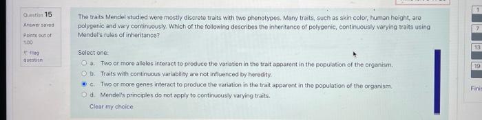 Solved The traits Mendel stidied were mostly discrete traits | Chegg.com