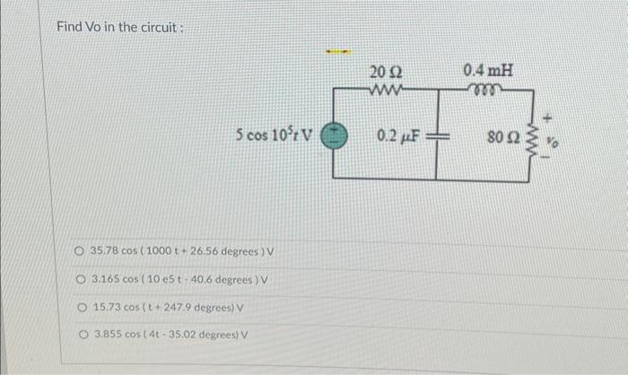 Solved Find Vo in the circuit: | Chegg.com