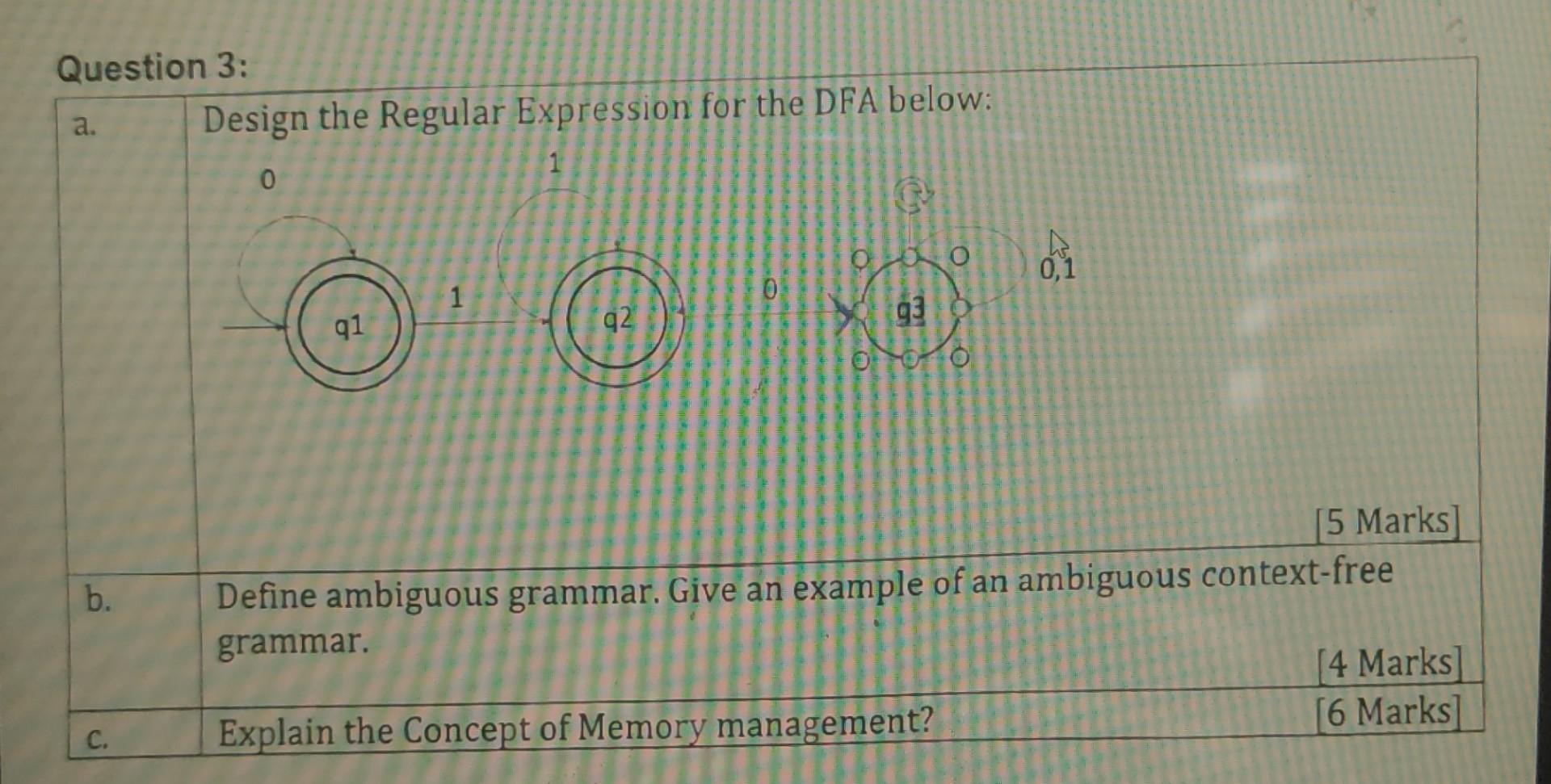 Solved Design the Regular Expression for the DFA below: b. | Chegg.com