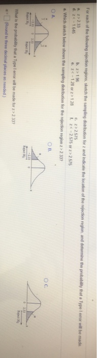 Solved For each of the following rejection regions, sketch | Chegg.com