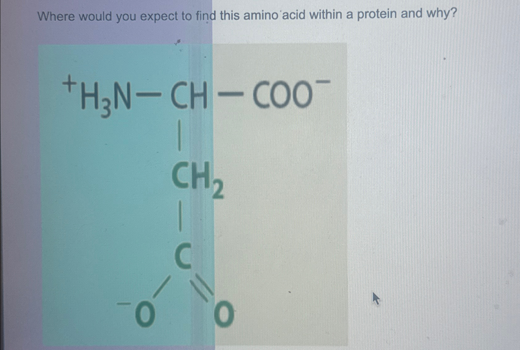 Solved Where would you expect to find this amino acid within | Chegg.com