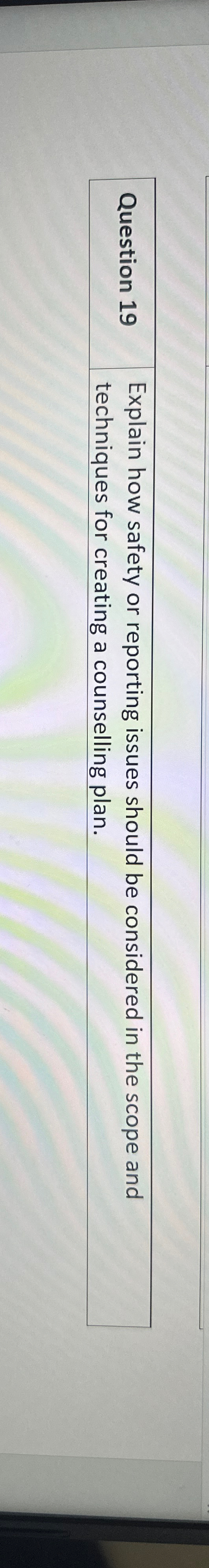 Solved Question 19Explain how safety or reporting issues | Chegg.com