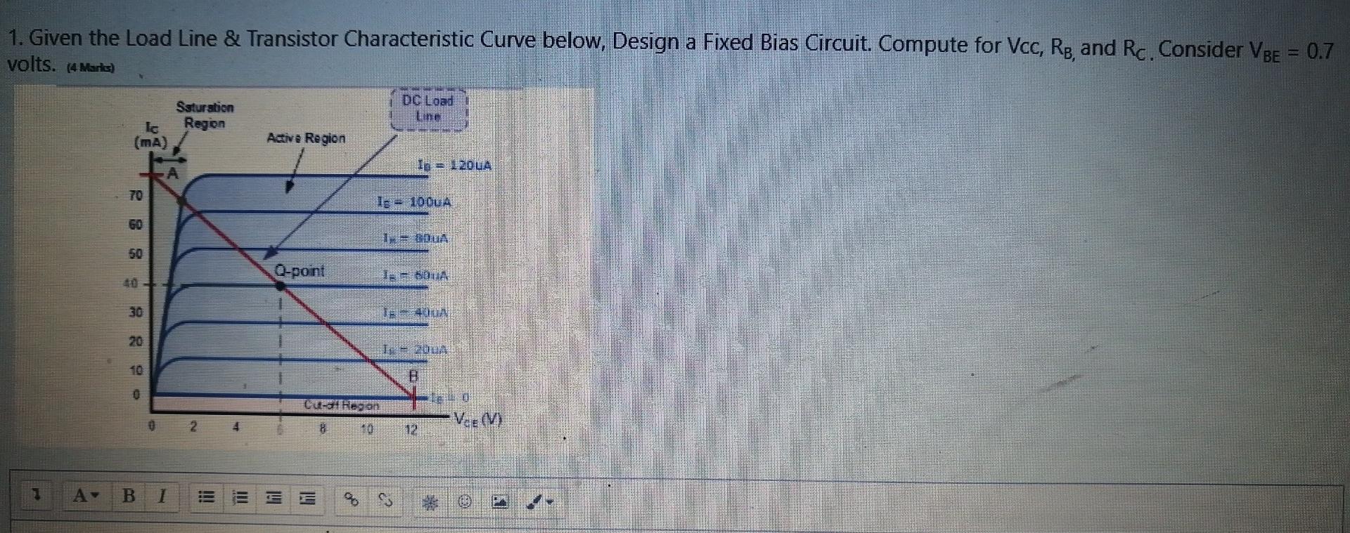 Solved 1. Given the Load Line & Transistor Characteristic | Chegg.com