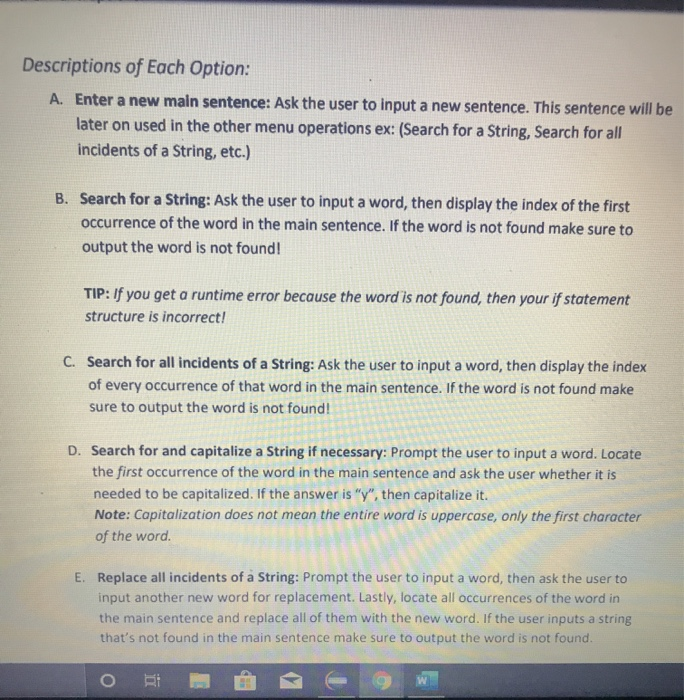 Solved Descriptions of Each Option: A. Enter a new main | Chegg.com