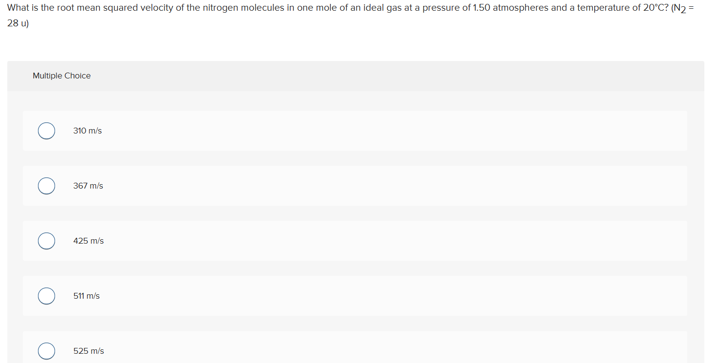 Solved What is ﻿the root mean squared velocity of ﻿the | Chegg.com