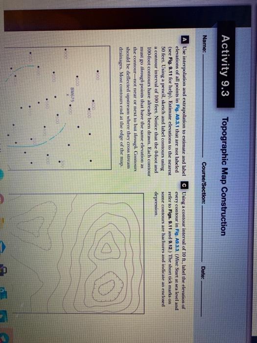 Solved ACTIVITY 9.3 Topographic Map Construction, (p. 258) | Chegg.com