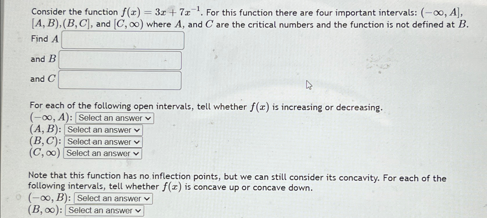 Solved Consider the function f(x)=3x+7x-1. ﻿For this | Chegg.com