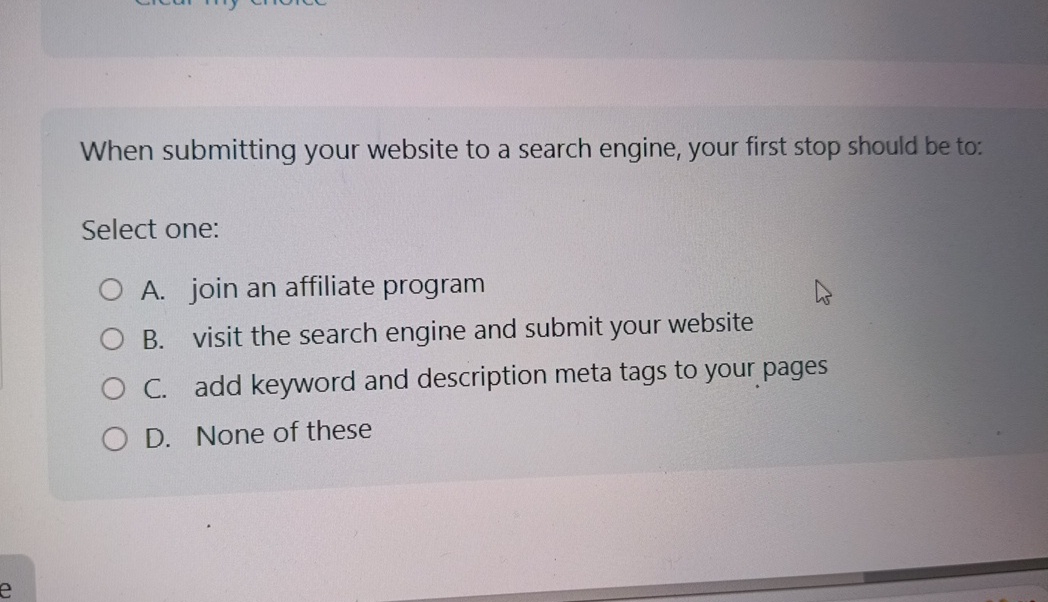 Solved When submitting your website to a search engine, your | Chegg.com