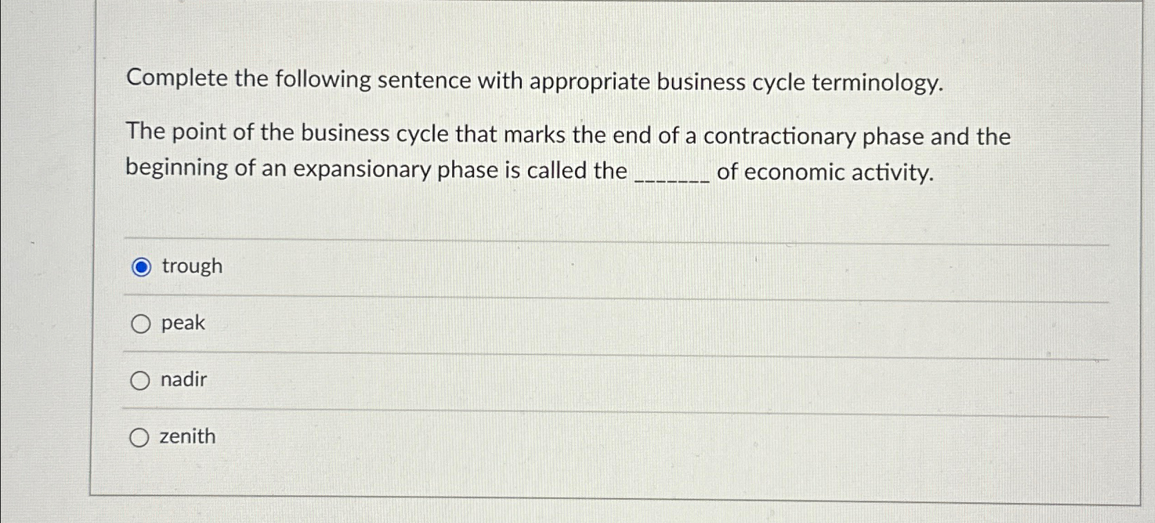 Solved Complete the following sentence with appropriate | Chegg.com