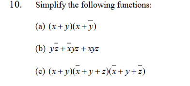 Solved Simplify the following functions: | Chegg.com