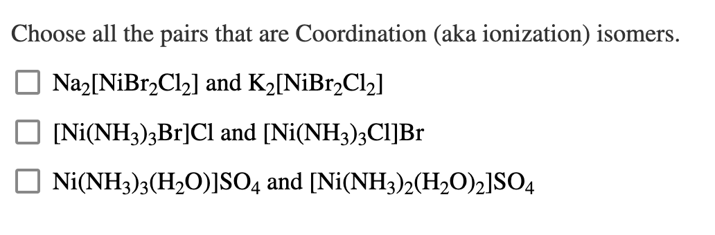 Solved Choose all the pairs that are Coordination (aka | Chegg.com
