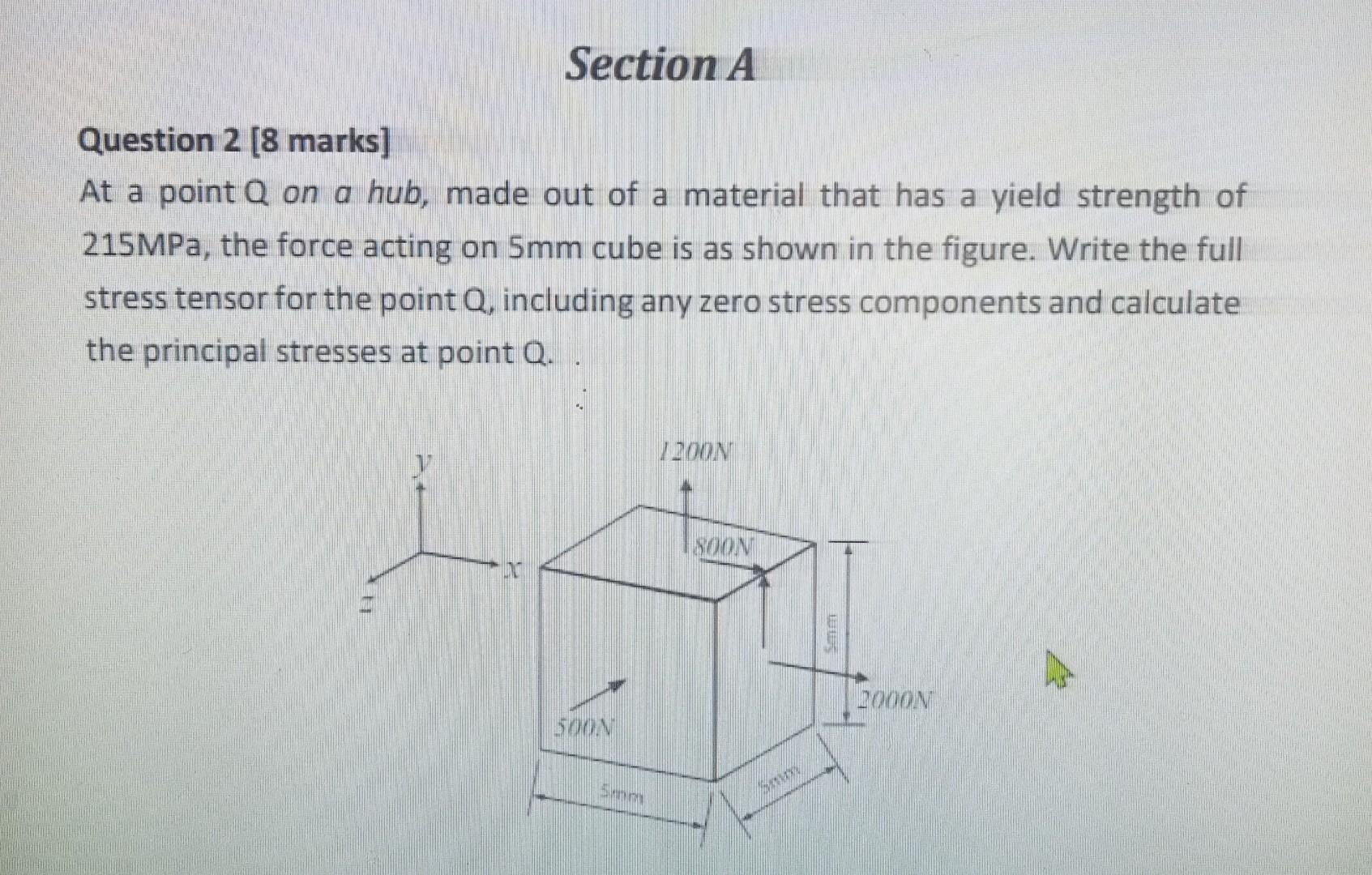 Solved Question 2 [ 8 marks] At a point Q on a hub, made out | Chegg.com