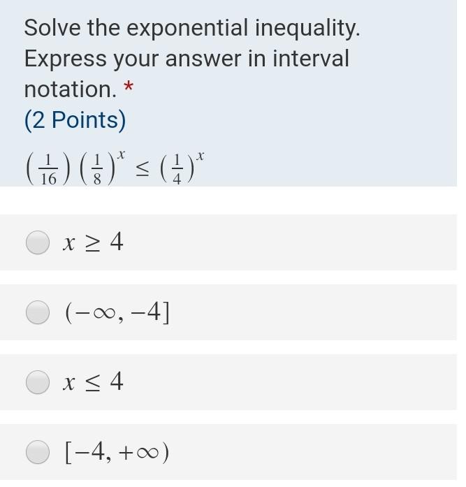 Solved 1 Solve the exponential equation. * (2 Points) 100% = | Chegg.com