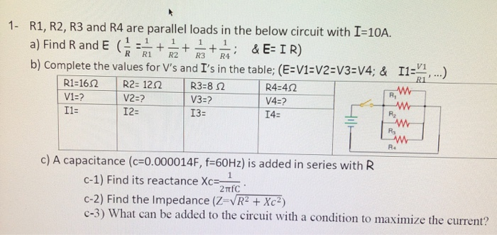 Solved 1- R1, R2, R3 and R4 are parallel loads in the below | Chegg.com