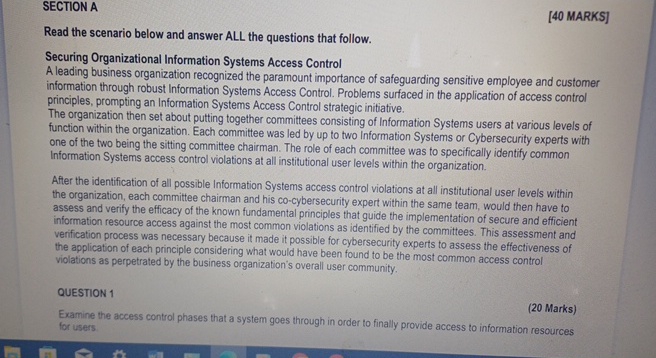 Solved SECTION A[40 ﻿MARKS]Read the scenario below and | Chegg.com