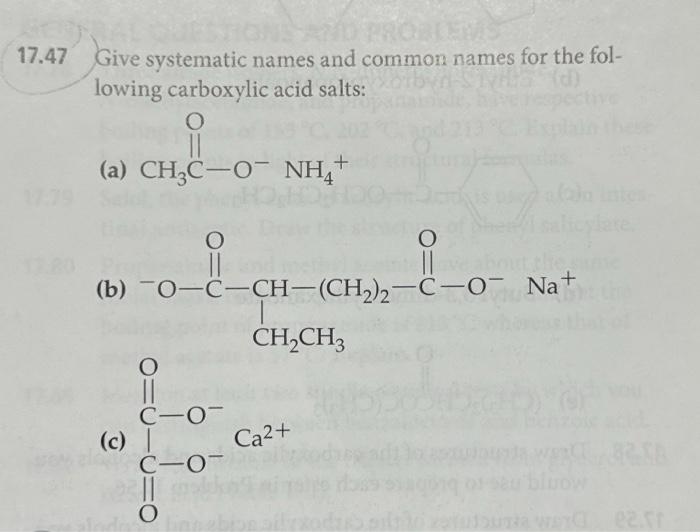 Solved Give systematic names and common names for the | Chegg.com
