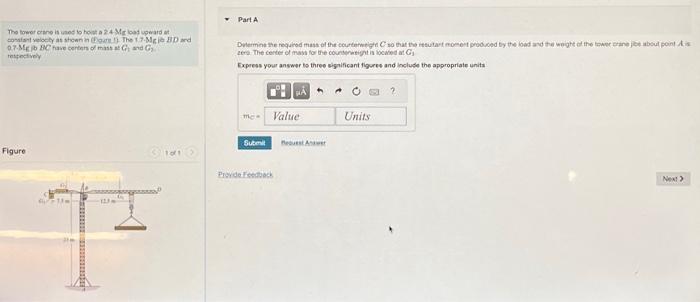 Solved The tower crane is used to hoist a 2.4-Mg load upward | Chegg.com