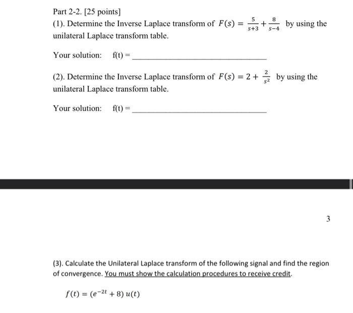 Solved Part 2-2. [25 points] (1). Determine the Inverse | Chegg.com