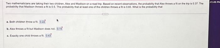 Solved Two mathematicians are taking their two children, | Chegg.com