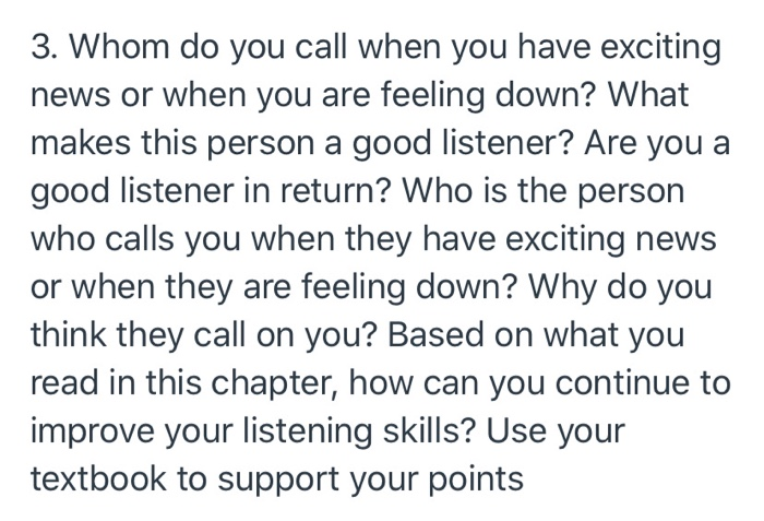 Solved a. Whom do you call when you have exciting news or | Chegg.com