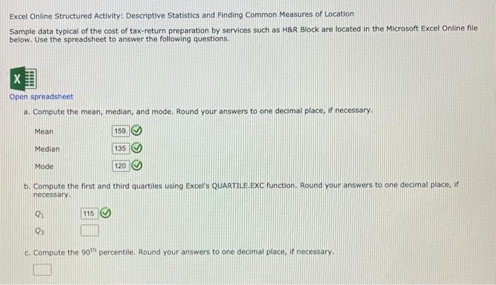 Solved Excel Online Structured Activity: Descriptive | Chegg.com