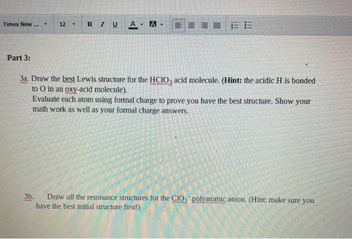 Solved Times New ... 12 BI U AA. Part 3: 3a. Draw the best | Chegg.com