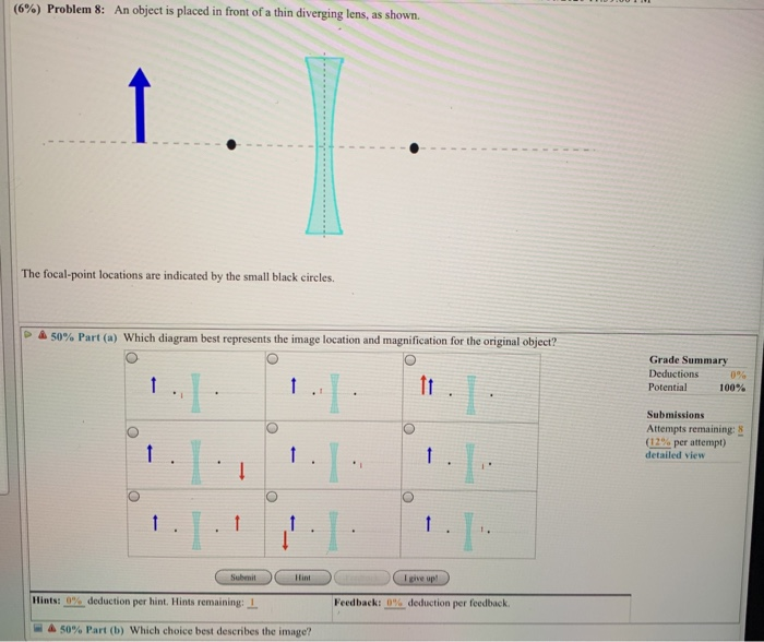 Solved: (6%) Problem 8: An Object Is Placed In Front Of A ... | Chegg.com