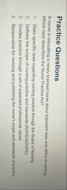 Solved Practice QuestionsA nurse is educating a newly | Chegg.com