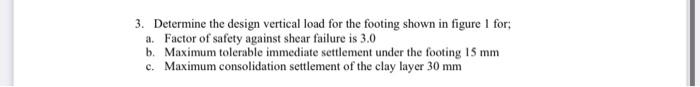 Solved 3. Determine the design vertical load for the footing | Chegg.com