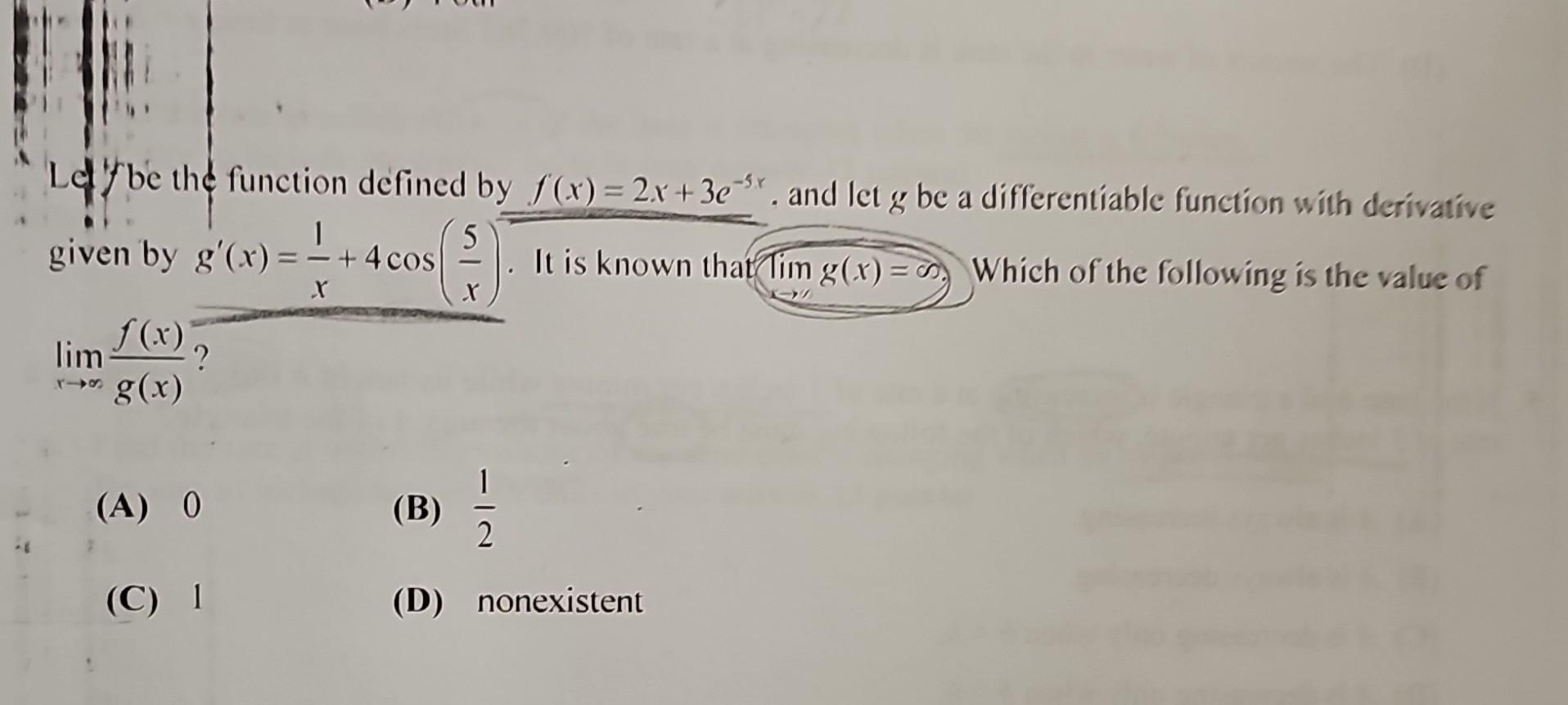 Solved Lef be the function defined by f(x)=2x+3e−5x. and let | Chegg.com