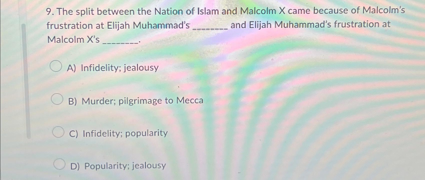 Solved The Split Between The Nation Of Islam And Malcolm X