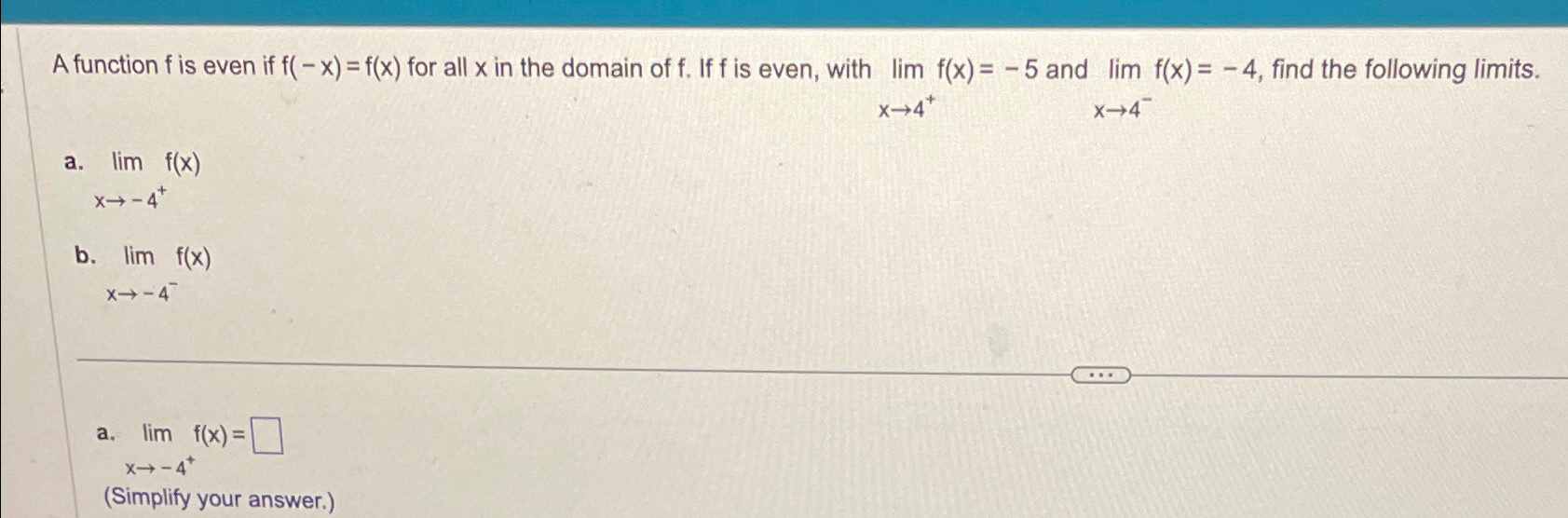 Solved A function f ﻿is even if f(-x)=f(x) ﻿for all x ﻿in | Chegg.com
