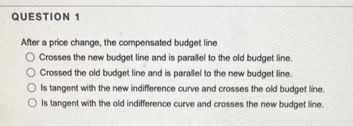 Solved After a price change, the compensated budget line | Chegg.com