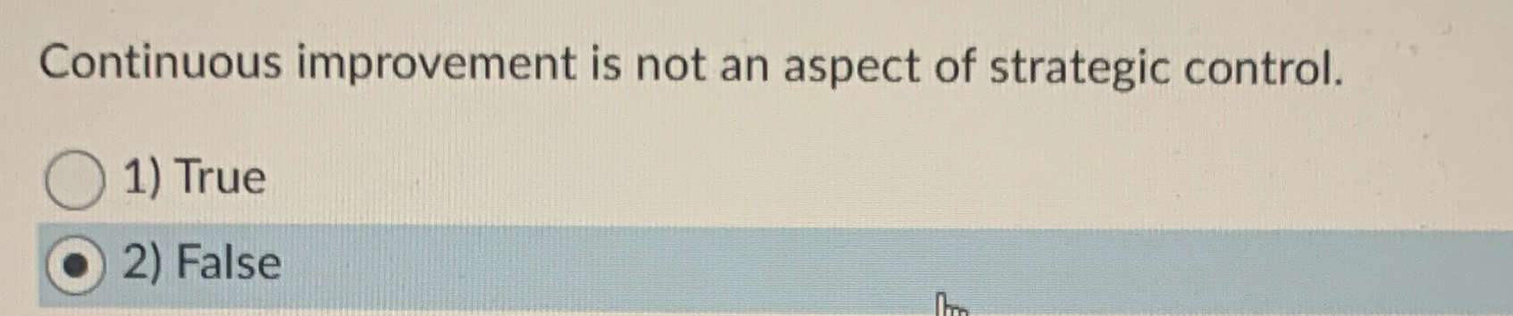 Solved Continuous improvement is not an aspect of strategic | Chegg.com