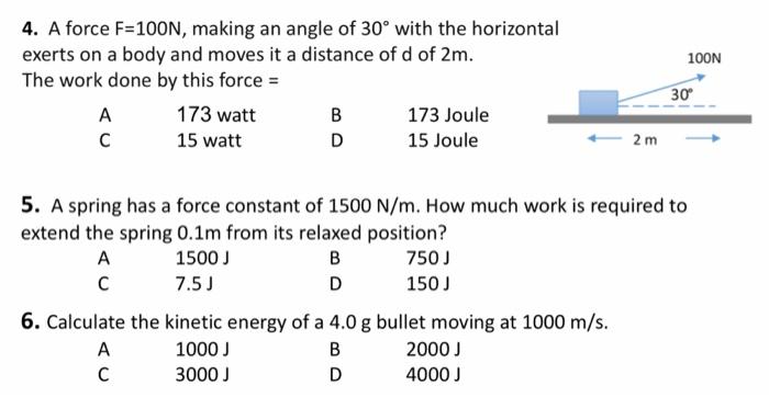 Solved 100N 4. A force F=100N, making an angle of 30° with | Chegg.com