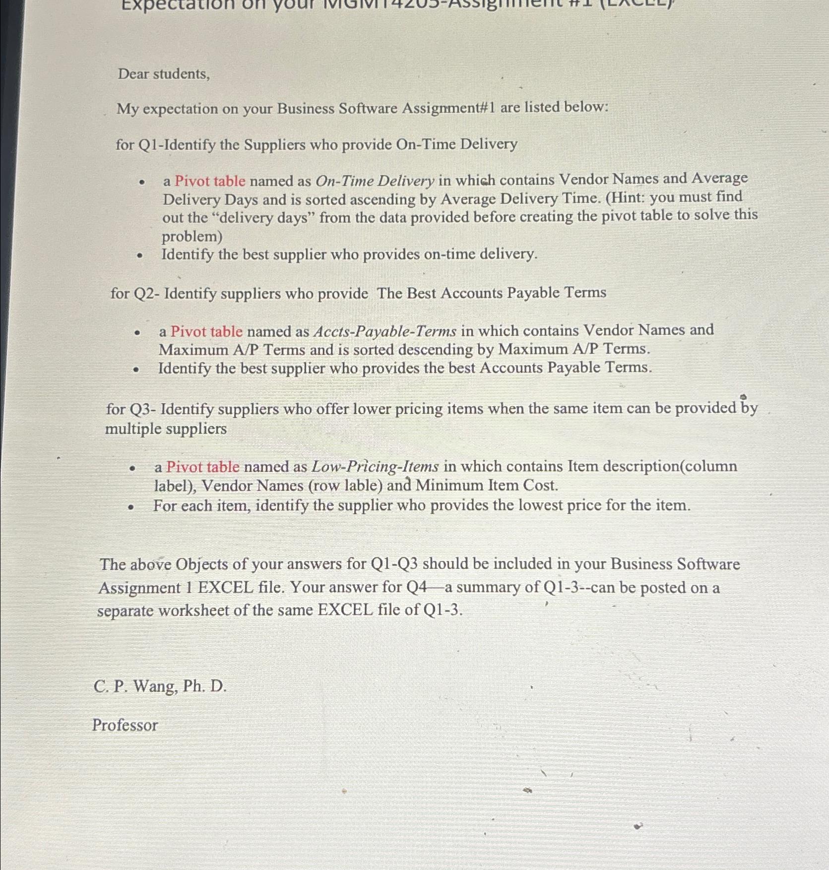 Solved Dear students,My expectation on your Business | Chegg.com