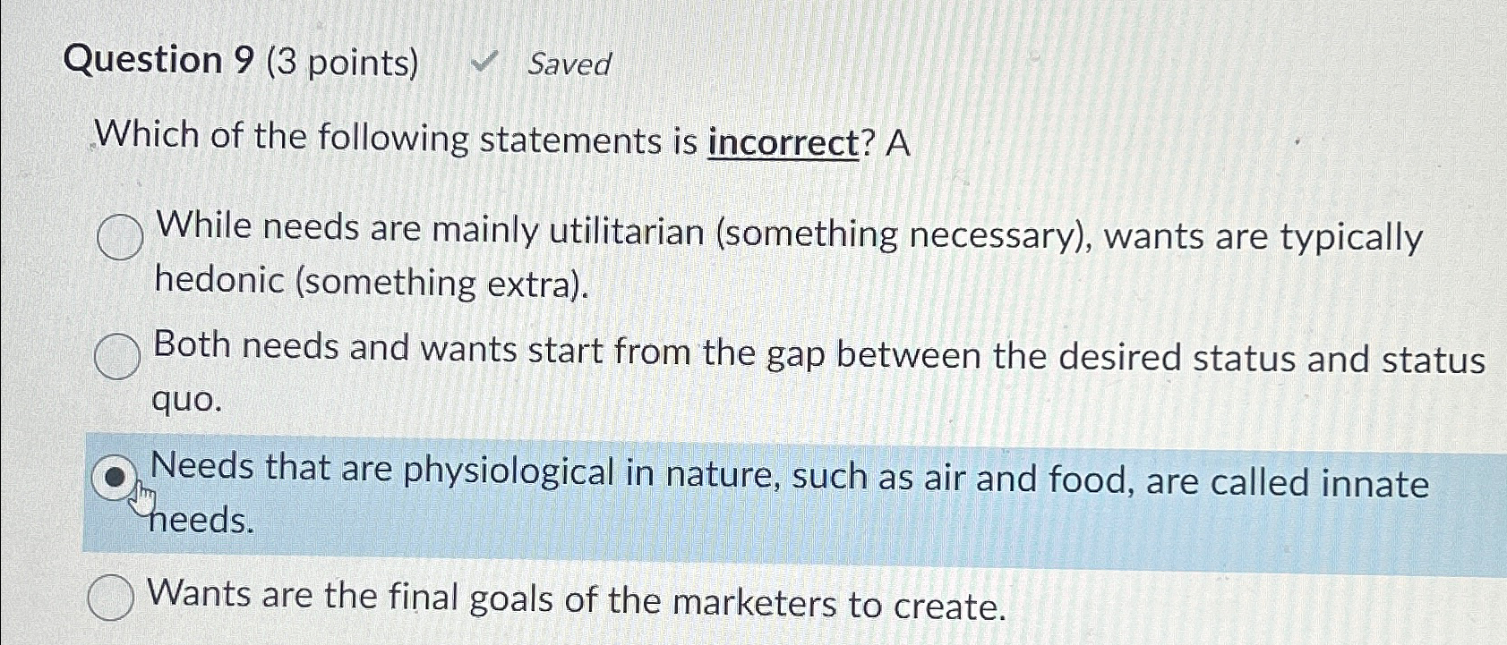 Solved Question 9 (3 ﻿points) ﻿SavedWhich of the following | Chegg.com