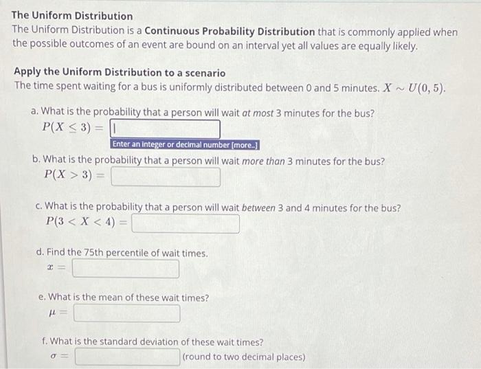 Solved The Uniform Distribution The Uniform Distribution is | Chegg.com