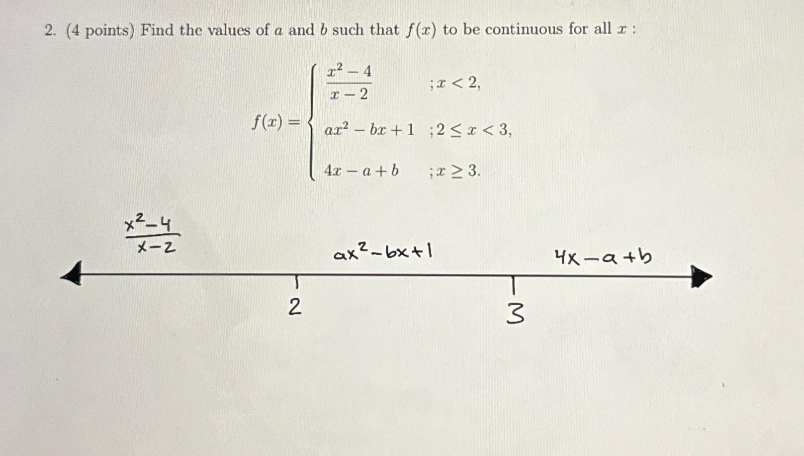 Solved (4 ﻿points) ﻿Find the values of a and b ﻿such that | Chegg.com
