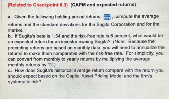 Solved (Related to Checkpoint 8.3) (CAPM and expected | Chegg.com