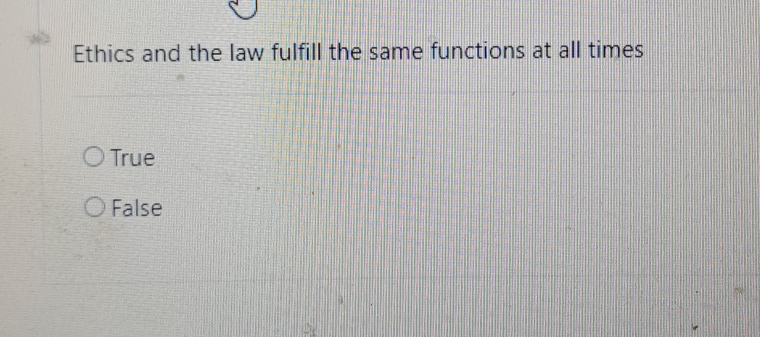 Solved Ethics and the law fulfill the same functions at all | Chegg.com