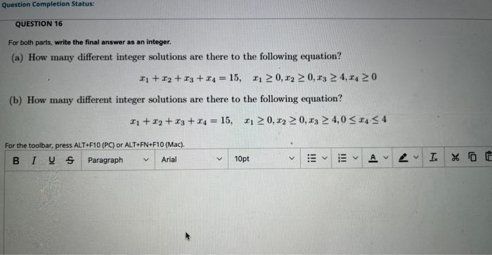 Solved For both parts, write the final answer as an integer. | Chegg.com